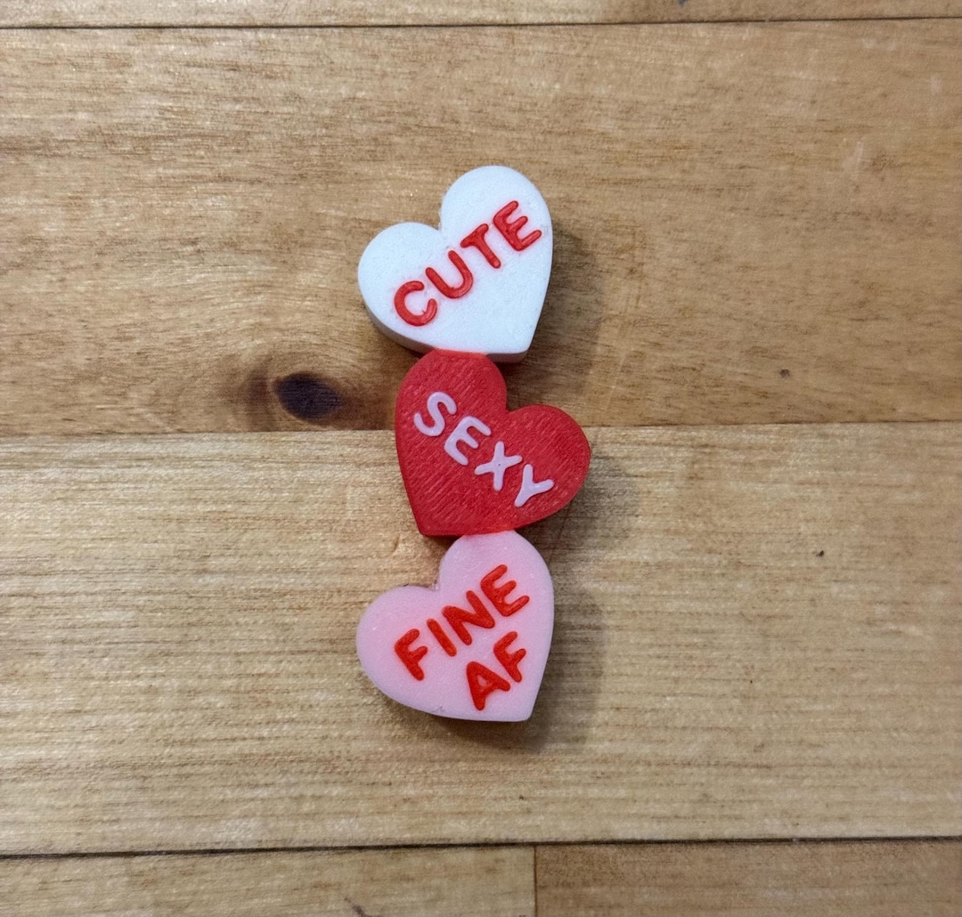 Custom Phrase Candy Heart Loc Bead | 3D Printed Valentine's Jewelry - Etsy
