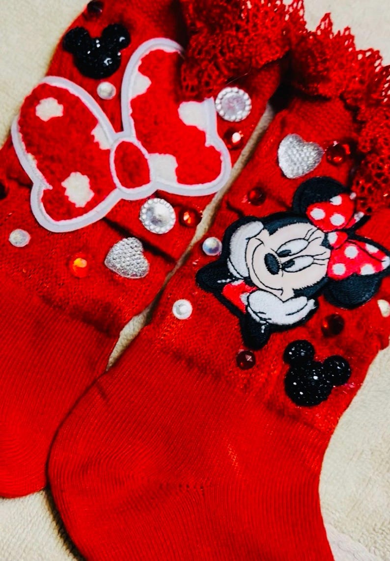 Custom Kids Ruffle Minnie Mouse Charm Junk/slouch Sock - Etsy
