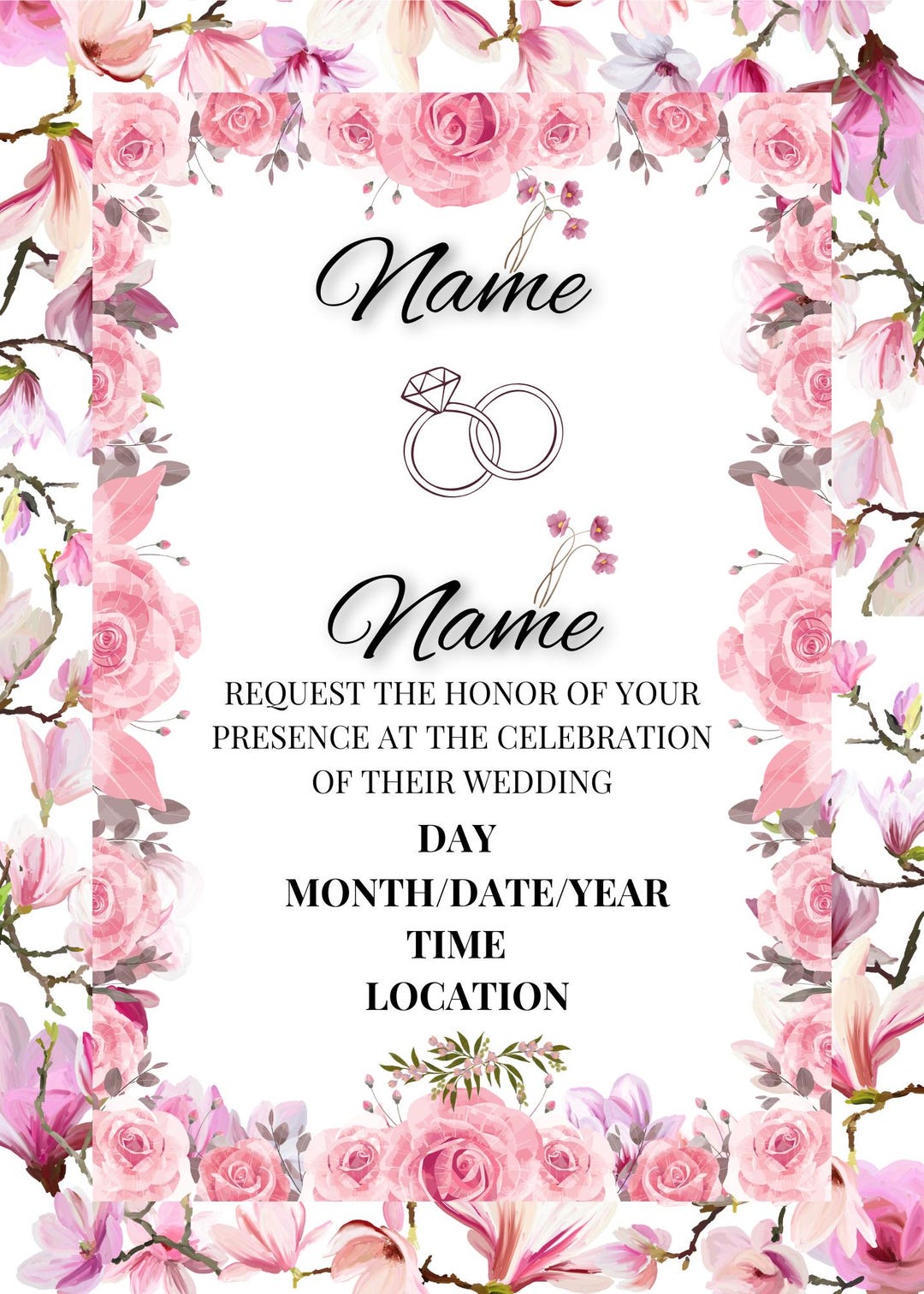 Digital Wedding Invitation Card Template - Etsy
