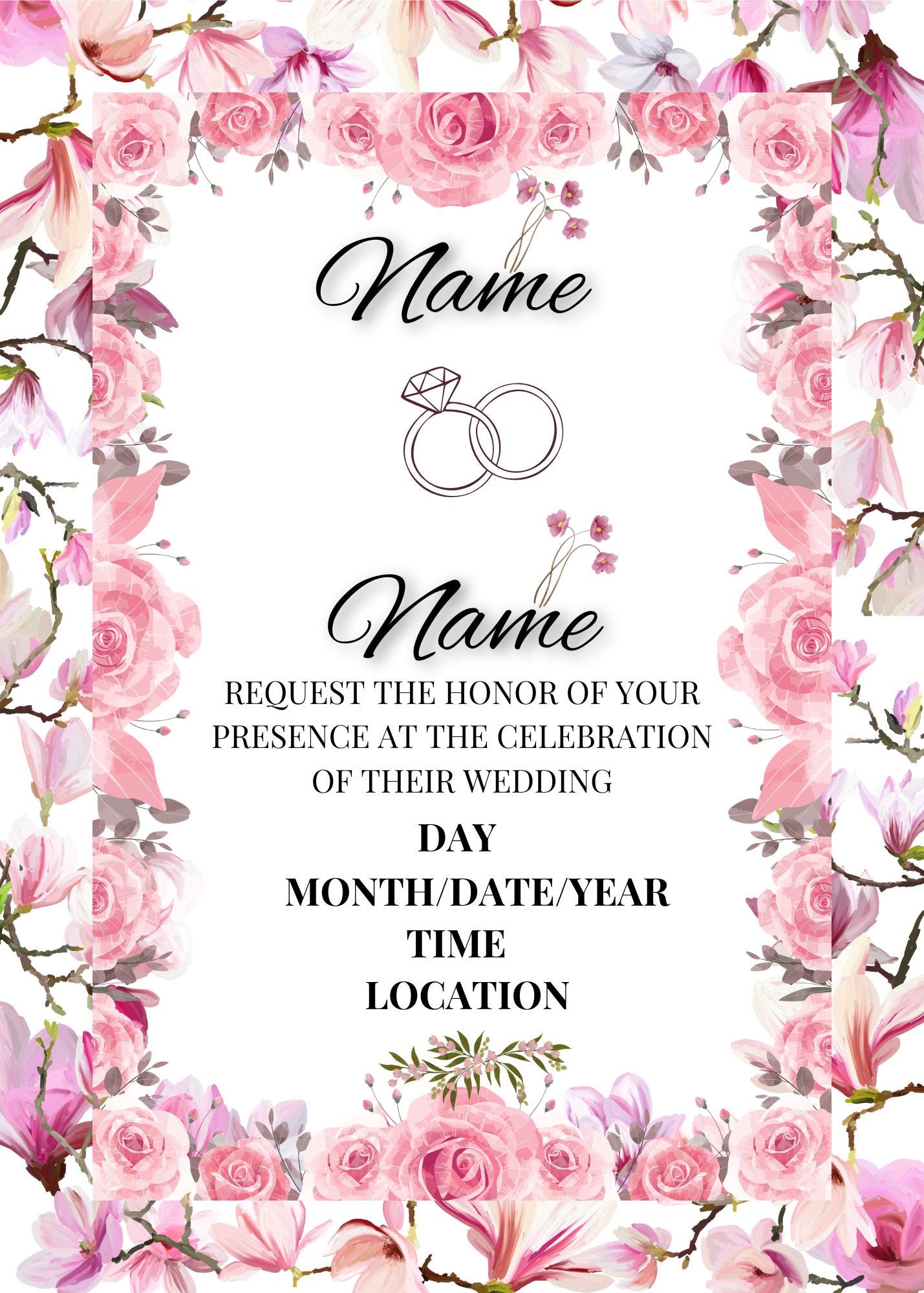 Digital Wedding Invitation Card Template - Etsy
