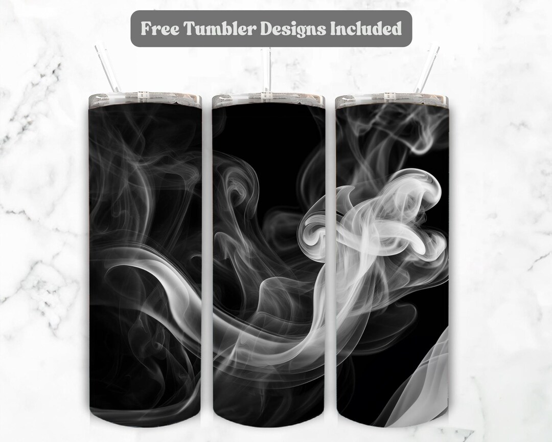 Smoke Tumbler Wrap PNG | 20oz Skinny Sublimation Design | Black & White ...