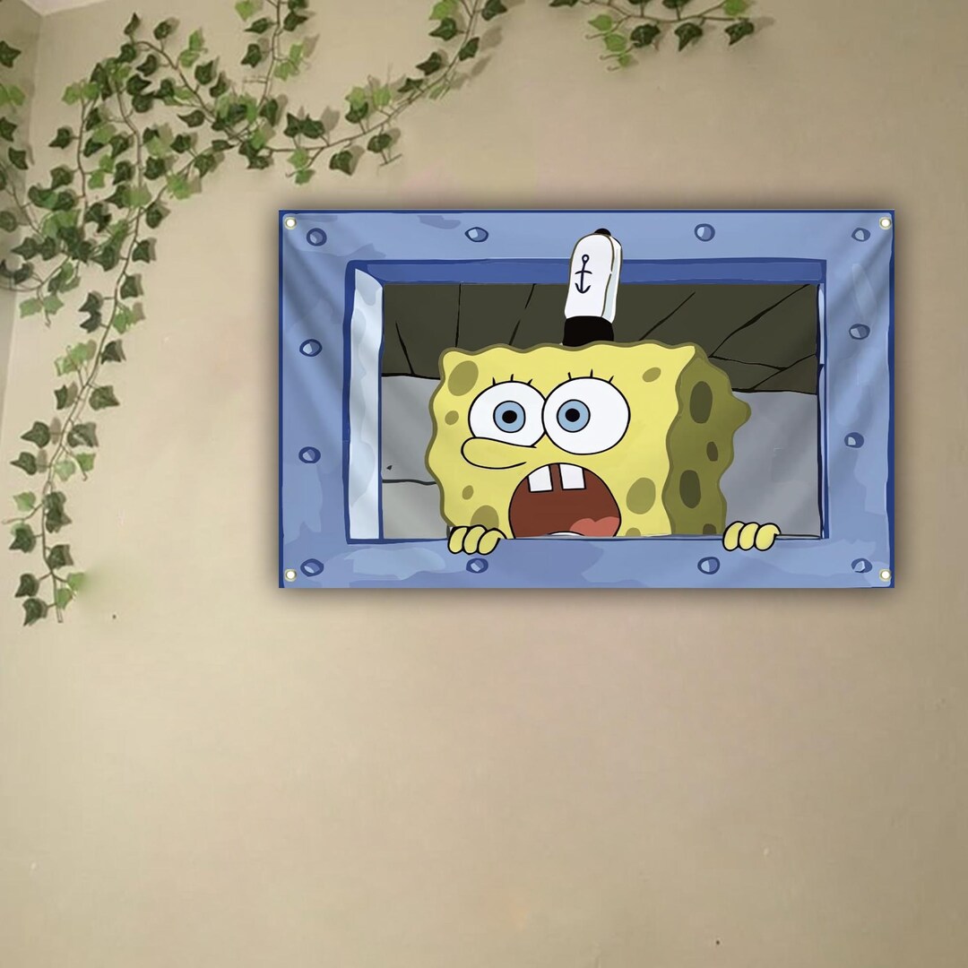 Spongebob Funny Flag | Trippy Illusion Wall Tapestry | Cartoon Room ...