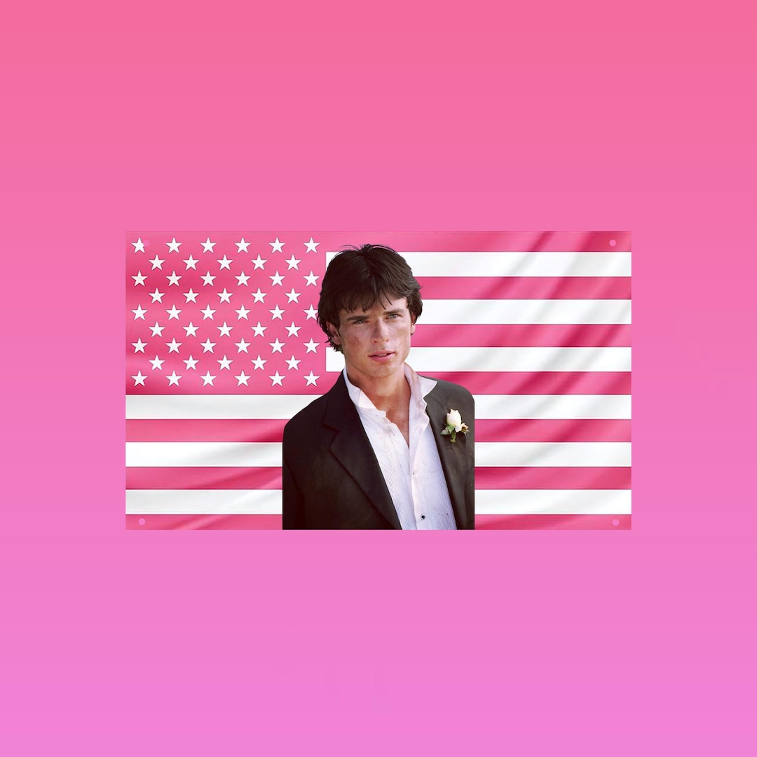Tom Welling Pink Flag | Smallville Wall Decor | Hot Guy Pink American ...