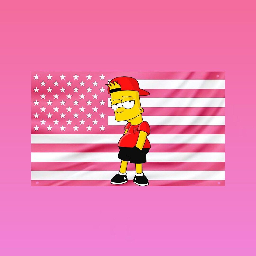 Bart Simpson Pink USA Flag | Cool Simpsons Tapestry | Funny Cartoon ...