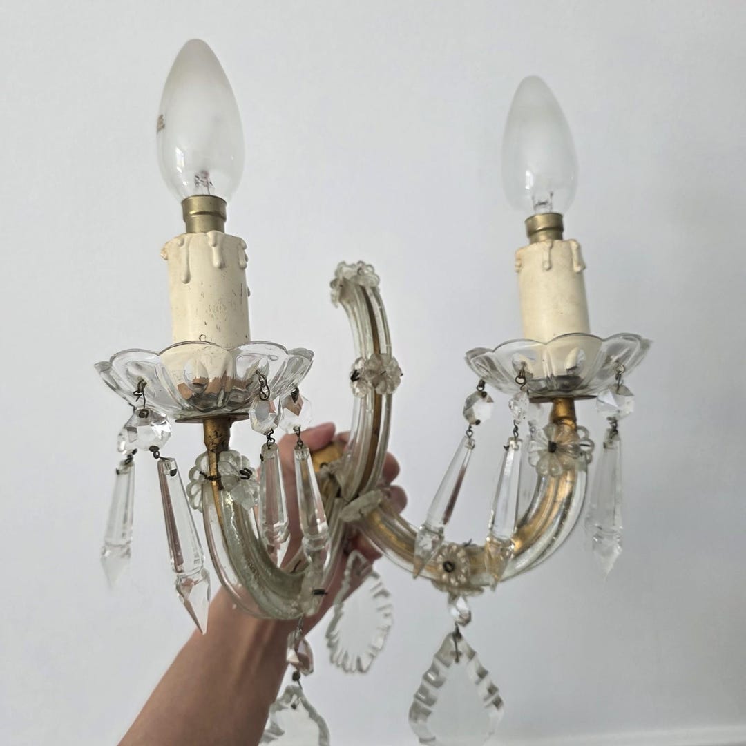 Vintage Italian Maria Teresa Wall Sconces 2 Arms, 1940s, Set of 2 - Etsy