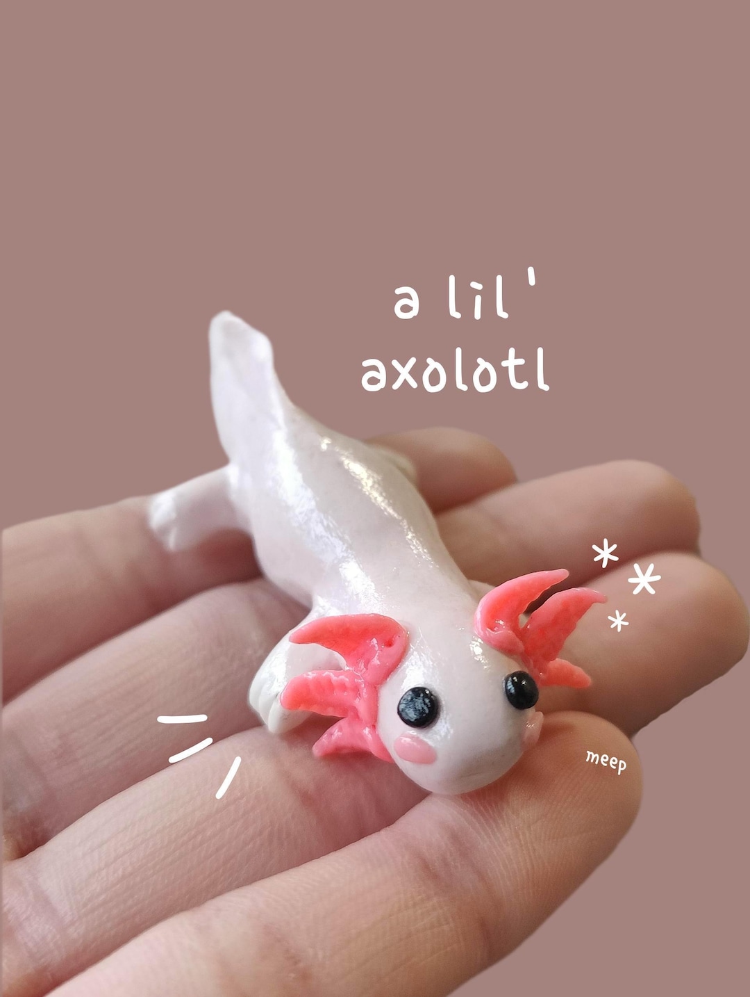 Axolotl Figurine, Handmade, Polymer Clay, Desk Buddy, Keychain, Gifts ...