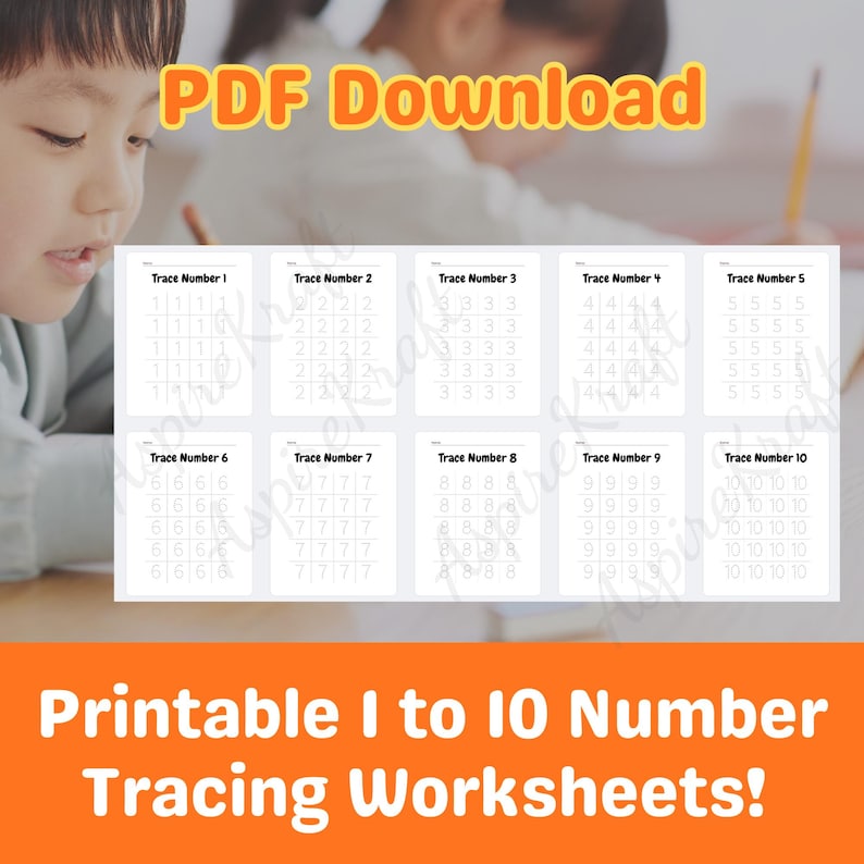 Number Tracing Worksheets 1-10: Fine Motor Skills, Math Practice ...