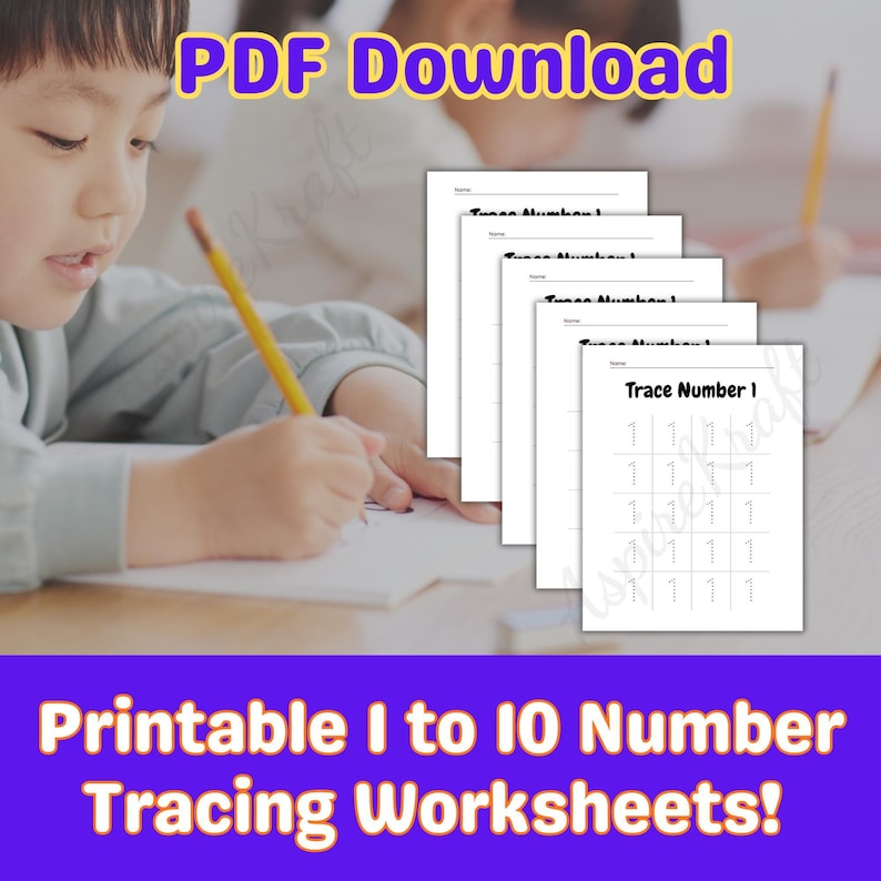 Number Tracing Worksheets 1-10: Fine Motor Skills, Math Practice ...