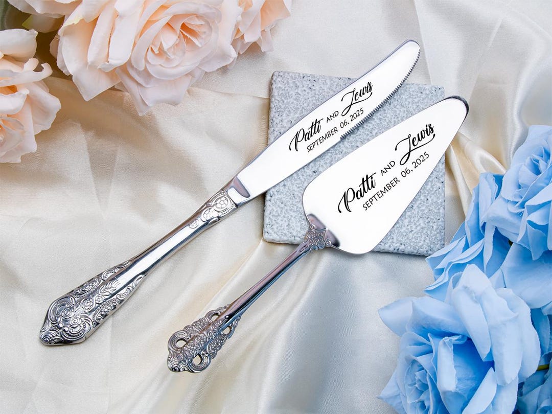 Personalized Wedding Cake Knife and Server Set: Elegant Bridal Keepsake ...