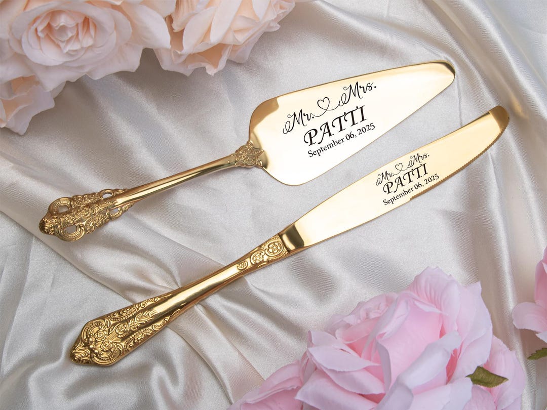 Personalized Cake Cutting Set, Wedding Cake Cutter, Custom Cake Server ...
