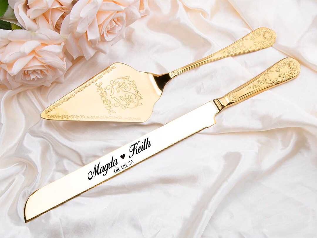 Personalized Wedding Cake Cutting Set: Engraved Stainless Steel Bridal ...