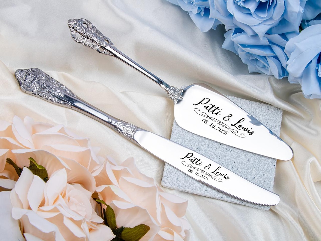 Personalized Wedding Cake Cutting Set: Engraved Keepsake Gift - Etsy