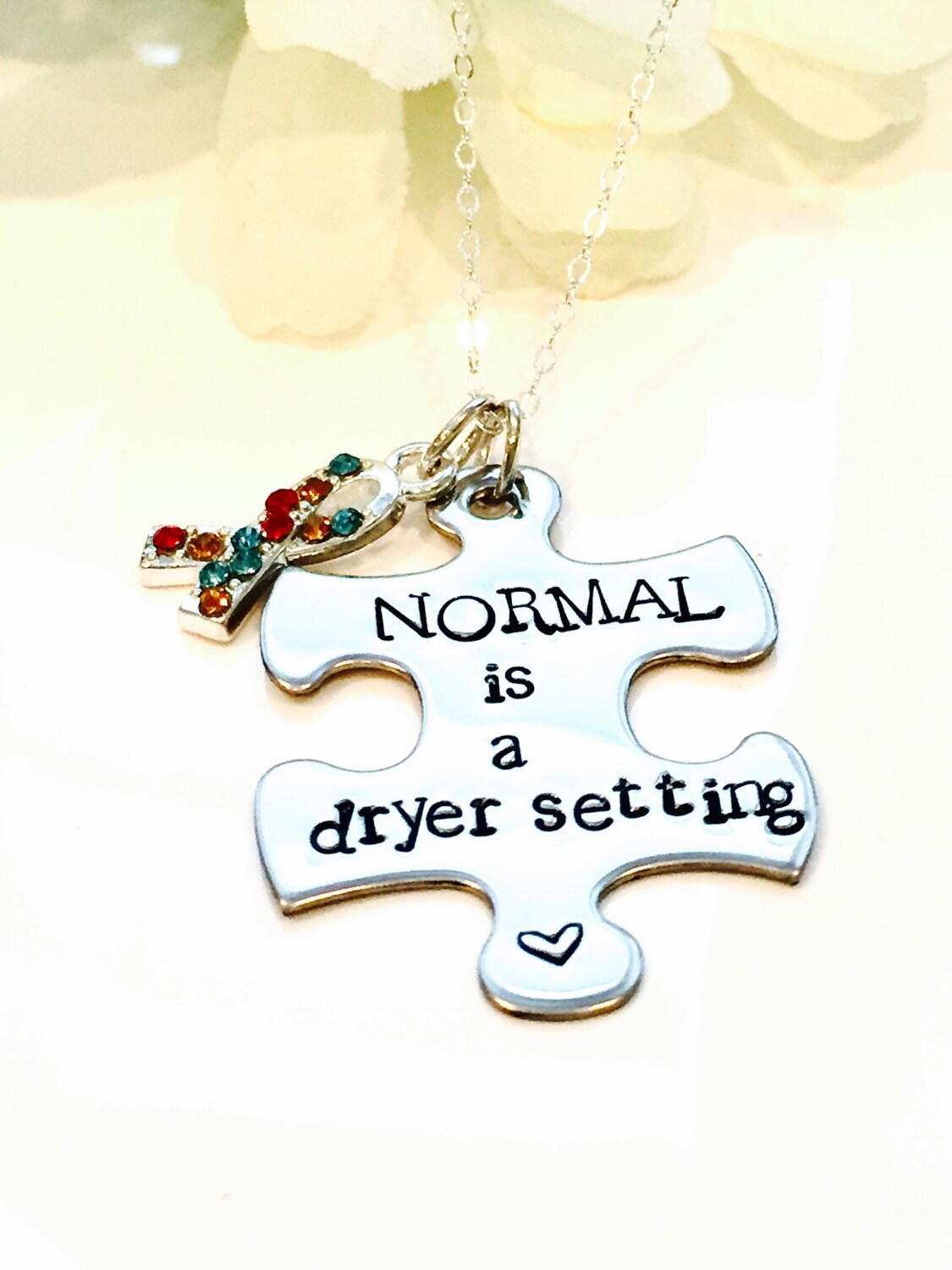 Hand Stamped Autism awareness necklace-Mothers Autism | Etsy