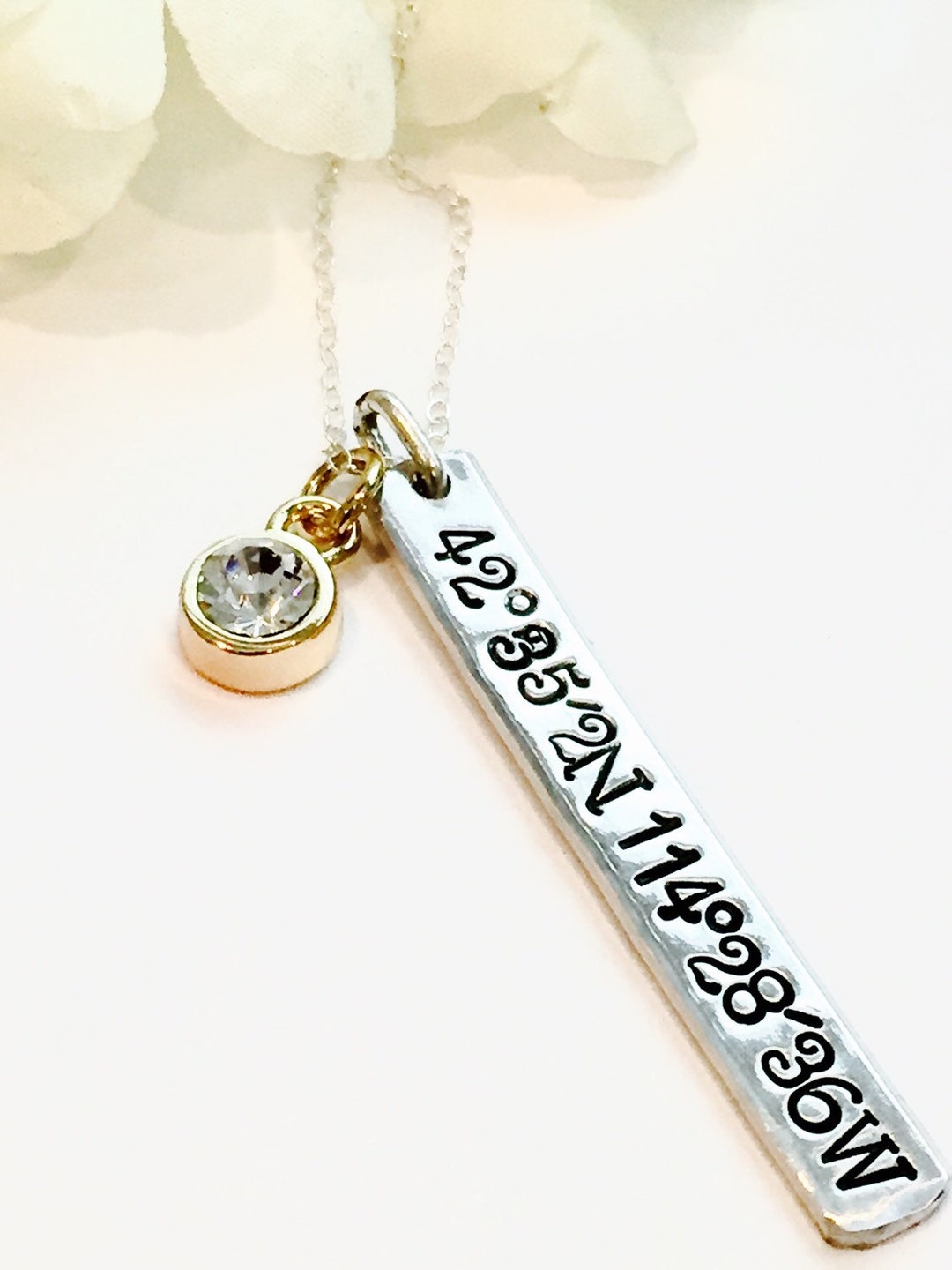 Hand Stamped GPS Necklace-coordinate GPS Necklace-graduation Necklace ...