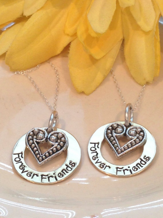 Items similar to 2 Hand Stamped Forever Friends Matching Necklaces ...