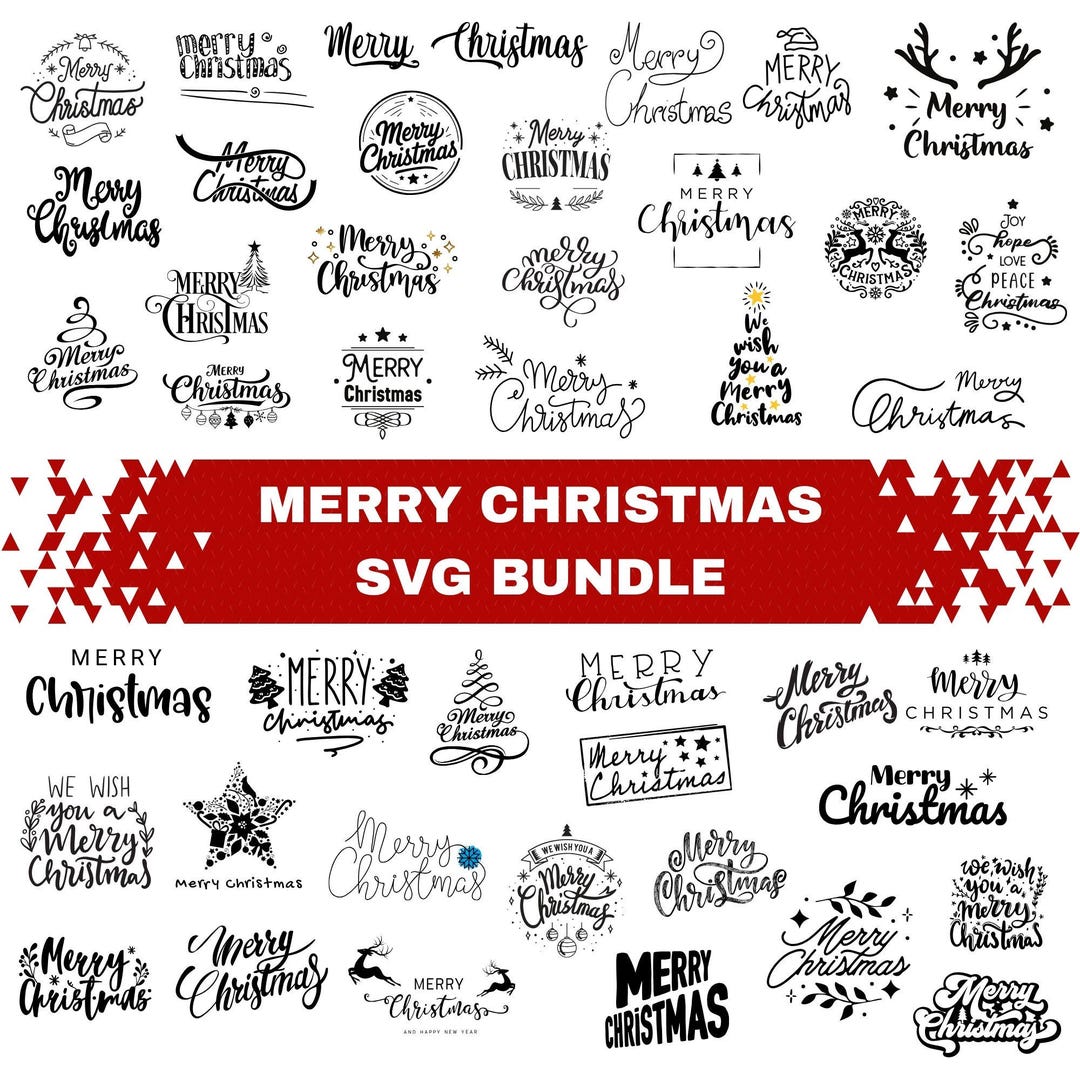 Merry Christmas Text Svg Bundle,winter Svg, Holiday Fonts ,digital File ...