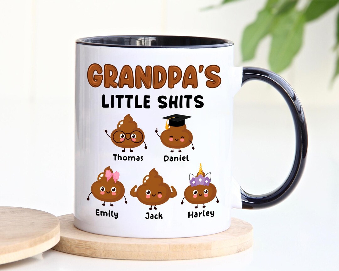 Personalized Grandpa's Little Shits Mug, Funny Coffee Mug, Father's Day ...