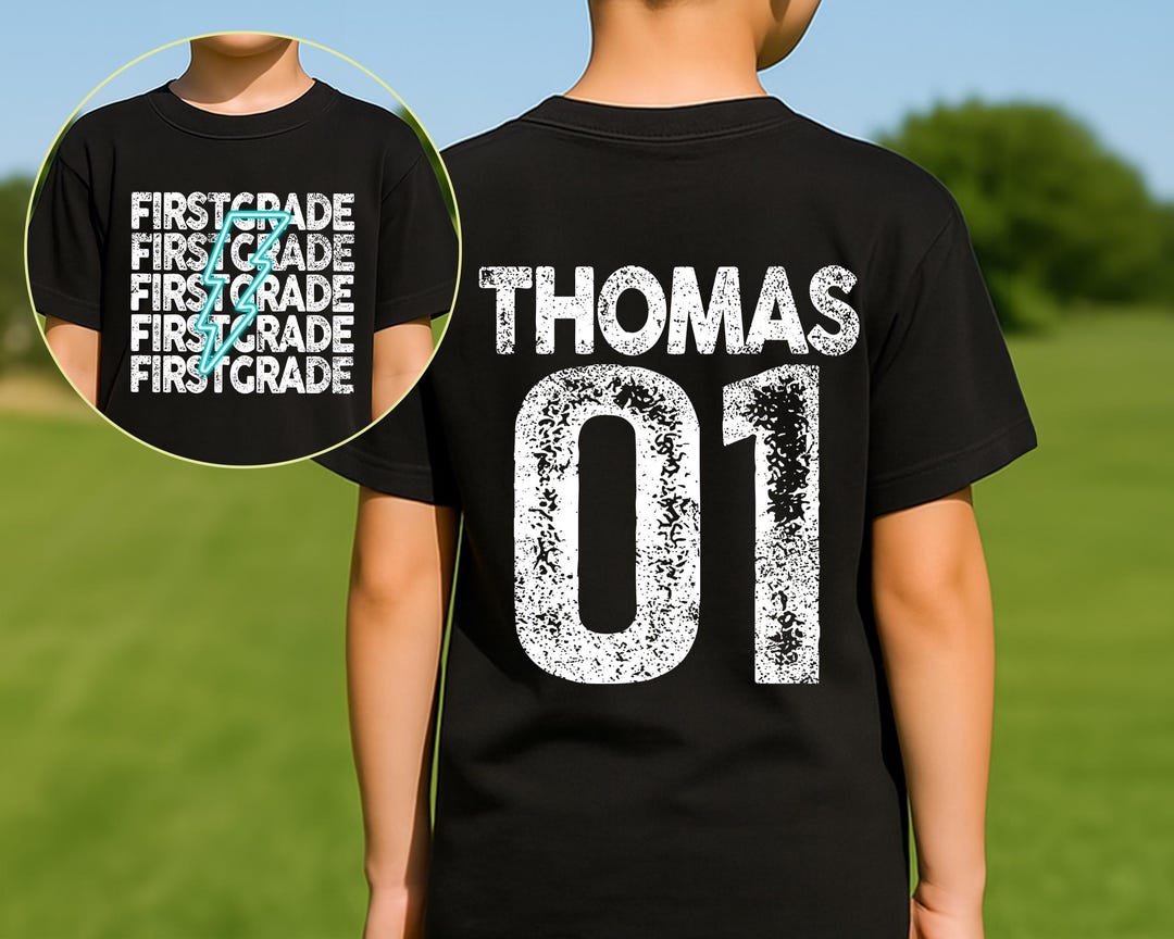 First Grade Shirt With Name and Number, Custom Retro 1st Grade Boys ...