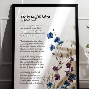 Robert Frost Printable Poetry the Road Not Taken Poem Print ...