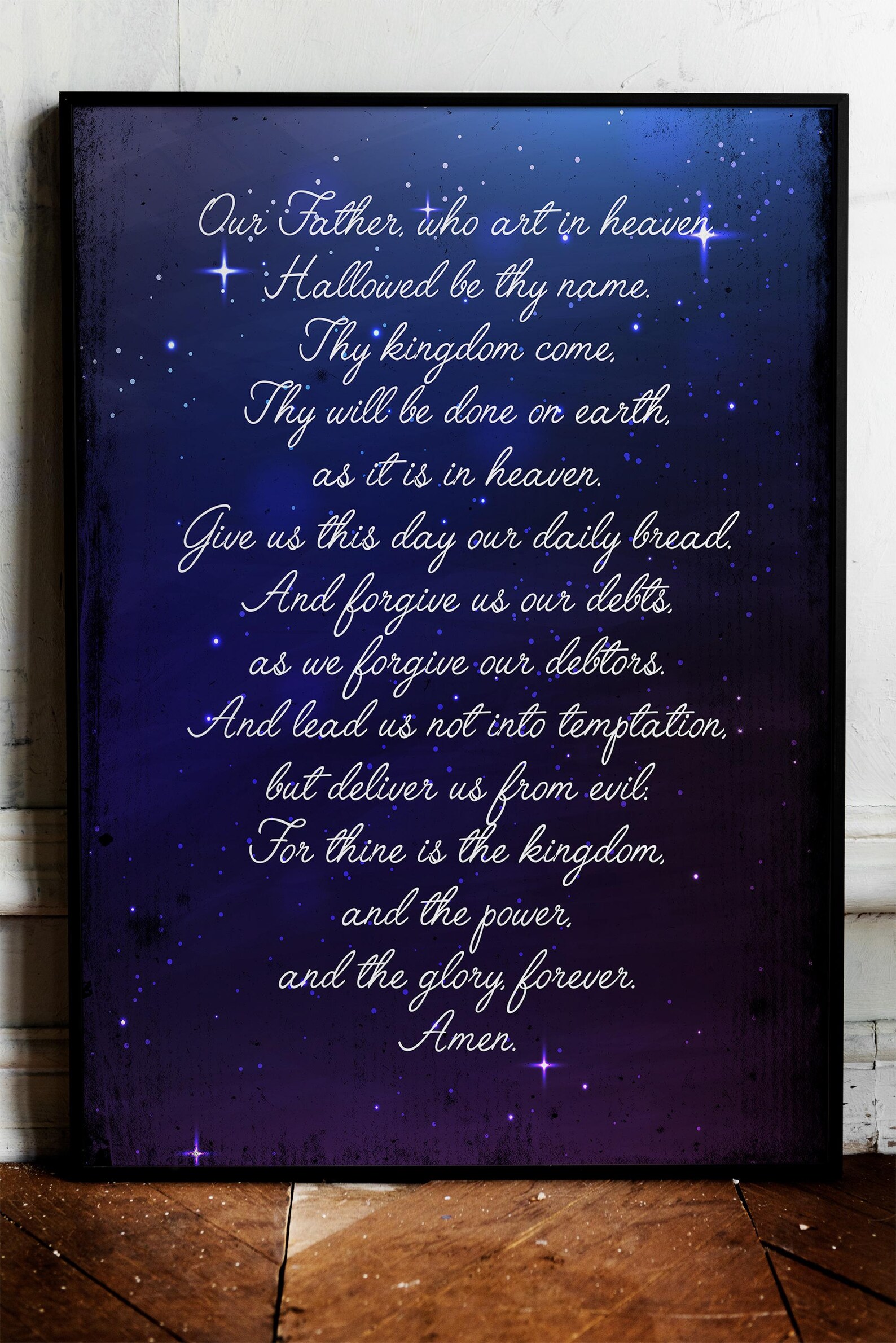 The Lord's Prayer Printable: Starry Night Christian Wall Art (digital ...