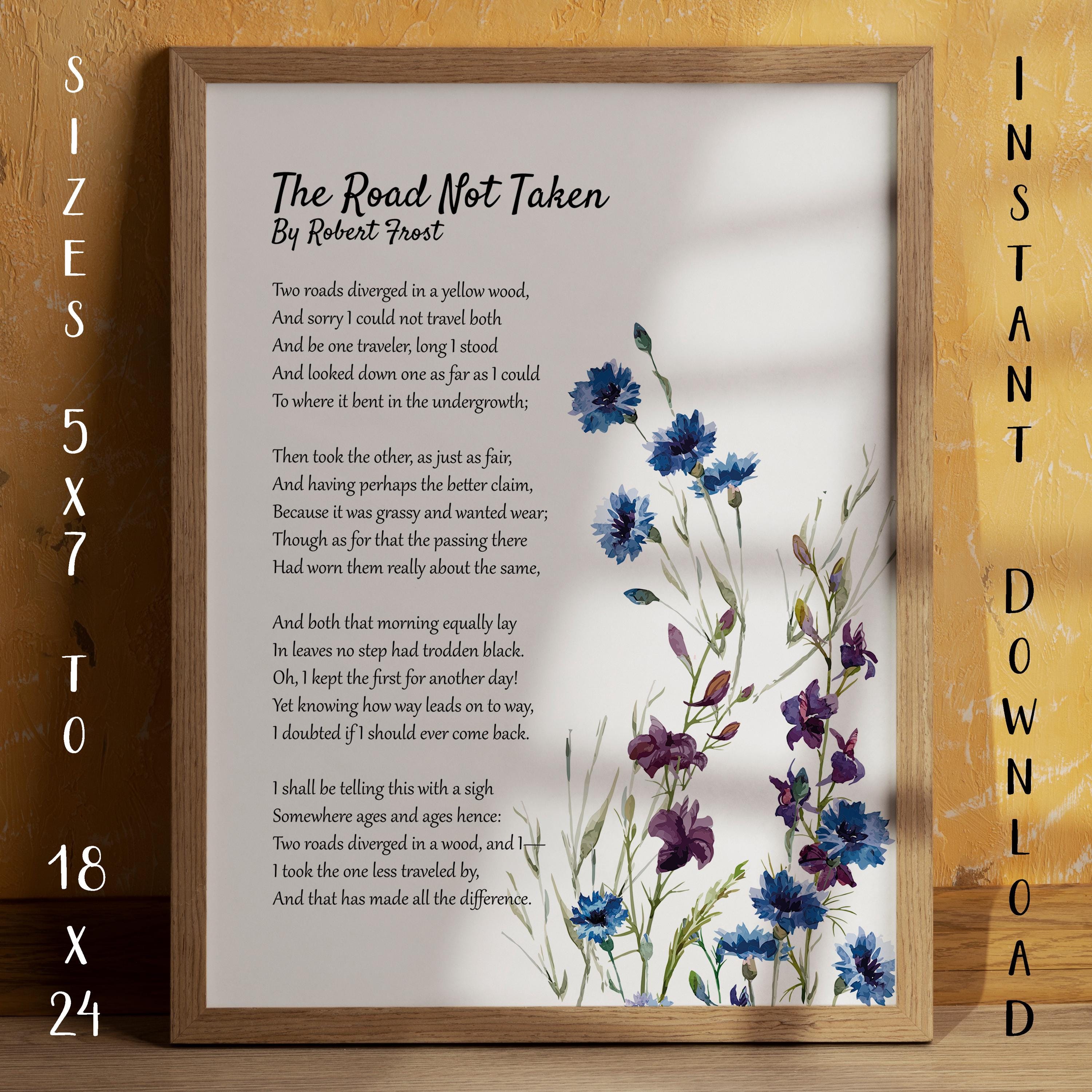 Robert Frost Printable Poetry the Road Not Taken Poem Print ...
