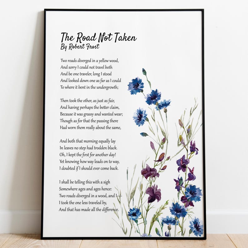 Robert Frost Printable Poetry the Road Not Taken Poem Print ...