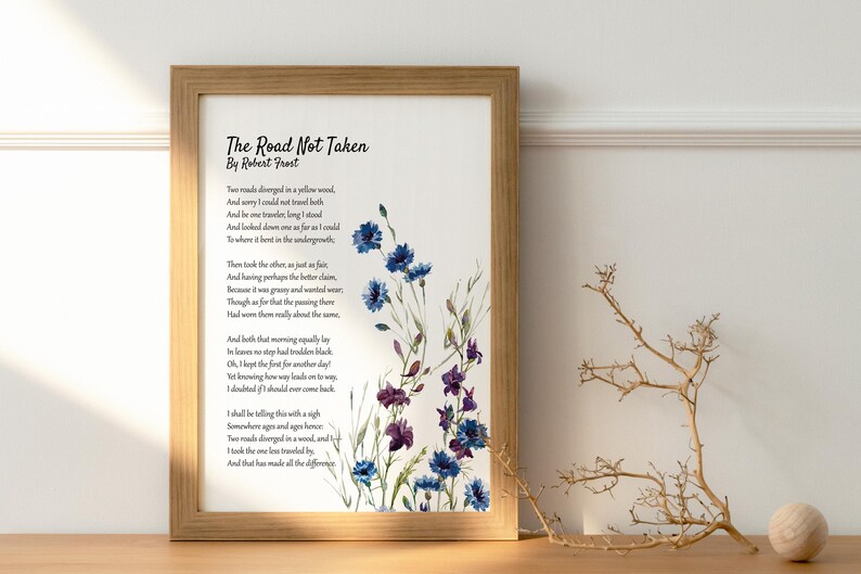 Robert Frost Printable Poetry the Road Not Taken Poem Print ...