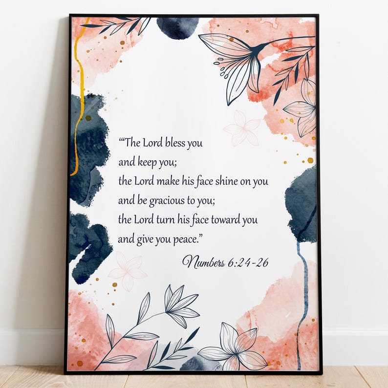 Numbers 6:24-26 Blessing Scripture, Bible Verse Wall Art Printable ...