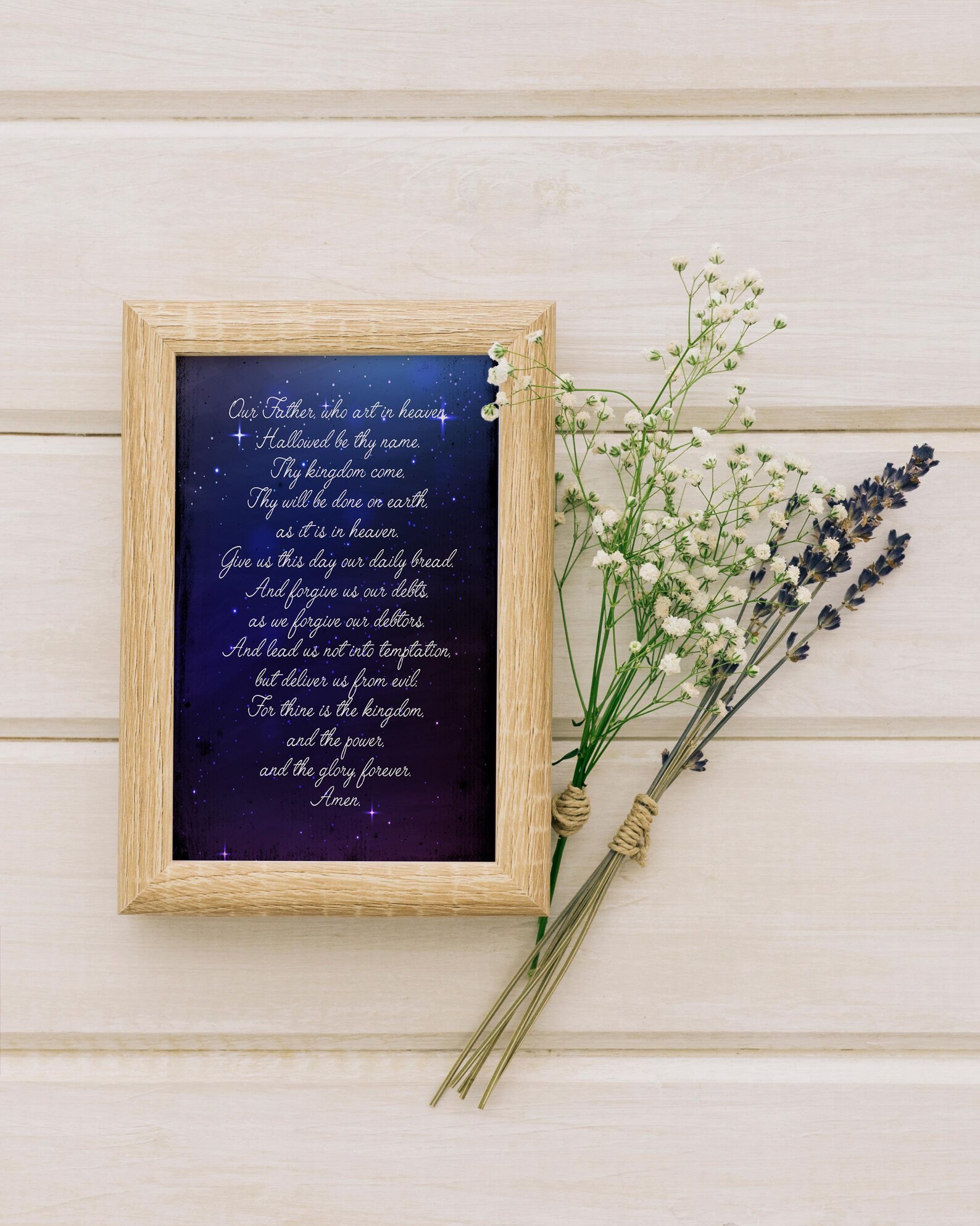 The Lord's Prayer Printable: Starry Night Christian Wall Art (digital ...