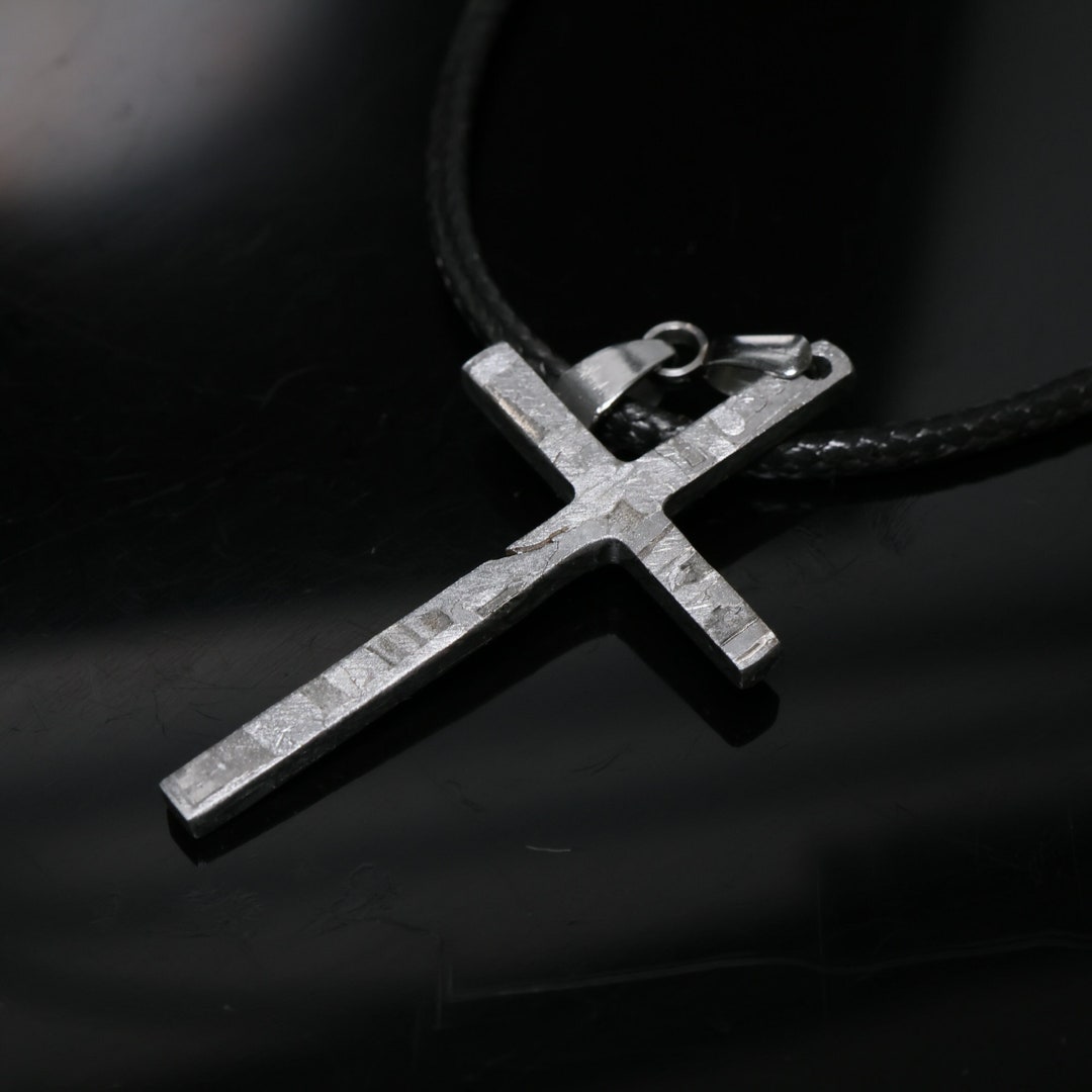 Meteorite Necklace Meteorite Carving Cross Pendant - Etsy