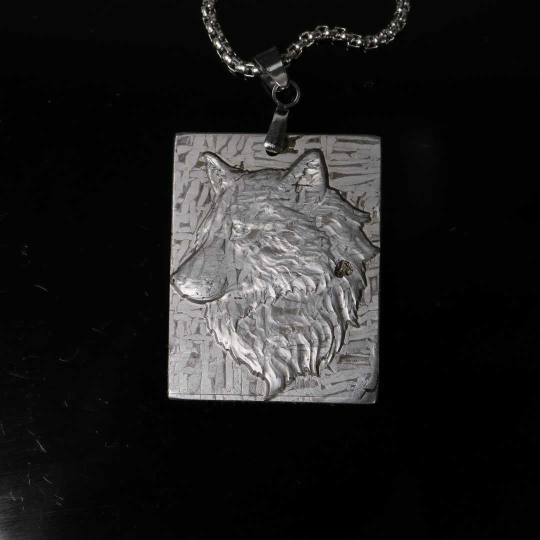 Meteorite Necklace, Meteorite Carving, Wolf Animal Pendant, Gift Z465 ...