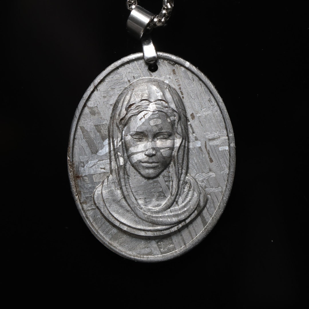Natural Meteorite Carving Holy Mother , Virgin Mary Pendant, Religious ...