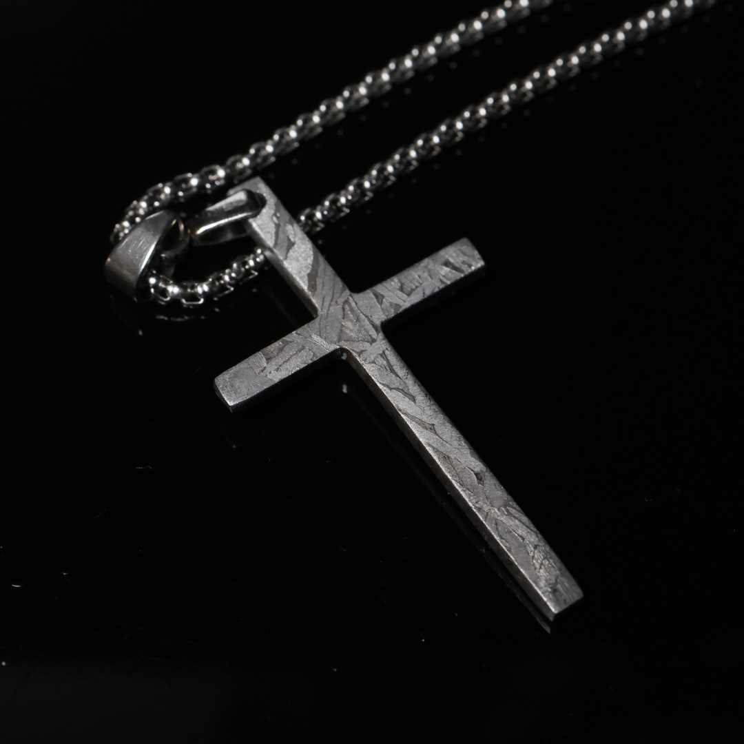 Meteorite Necklace Meteorite Carving Cross Pendant - Etsy