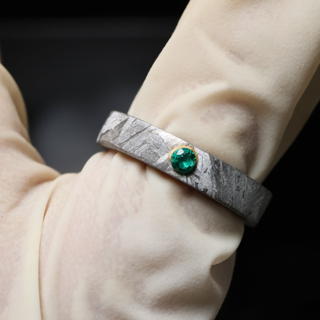 Handmade Meteorite Ringus Zise:10ring Only One IRON Meteorite Ring Z323 ...