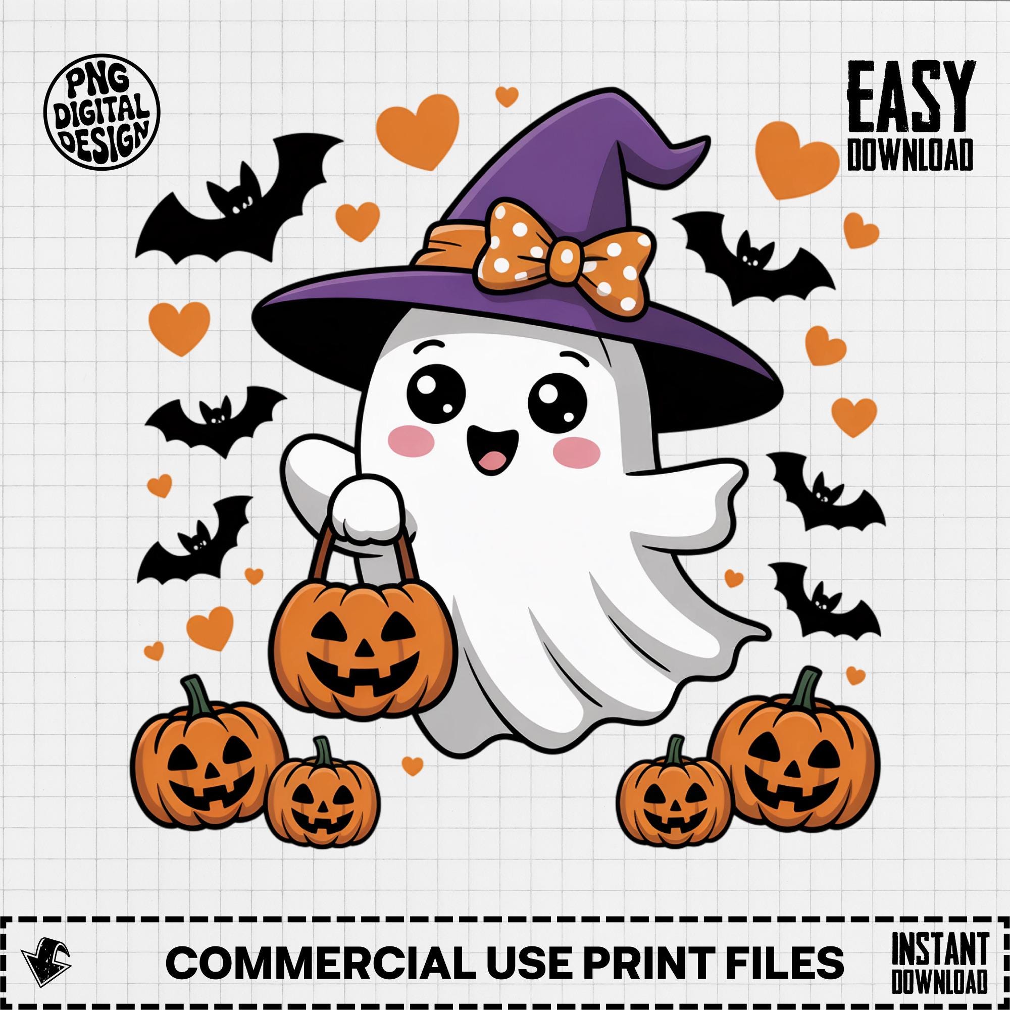 Kawaii Ghost Clipart, Halloween Ghost Png, Cute Ghost Digital Art ...