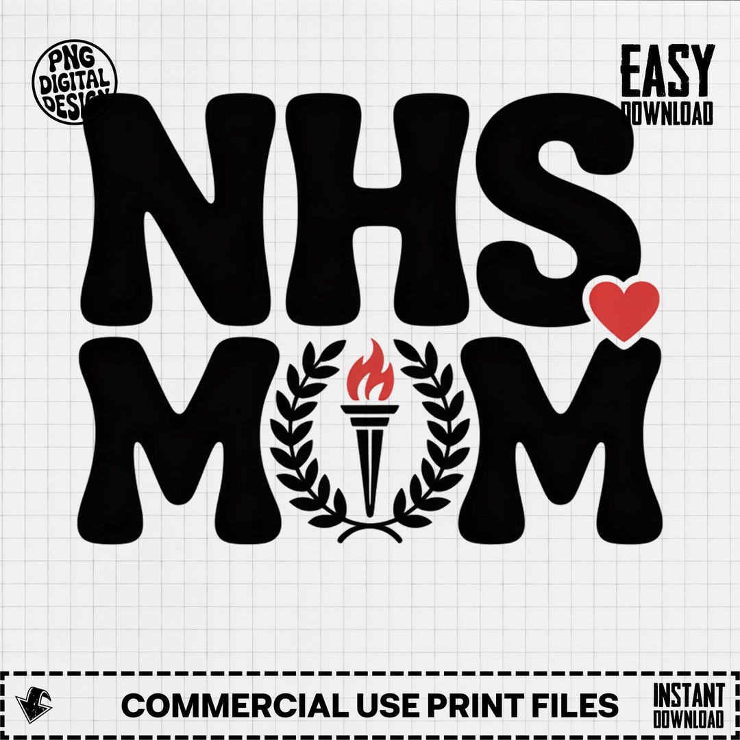 NHS Mom PNG, NHS Design, Hero Mom Png, Torch Png, Heart Png, Mom Design ...