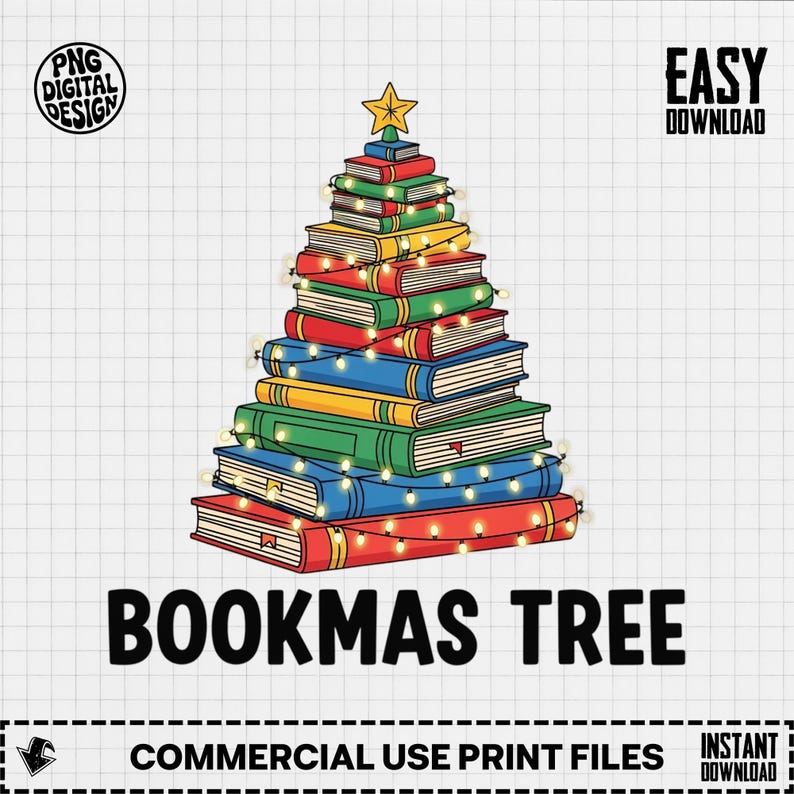 Bookmas Tree PNG, Book Christmas Tree, Reading Holiday Png, Christmas ...