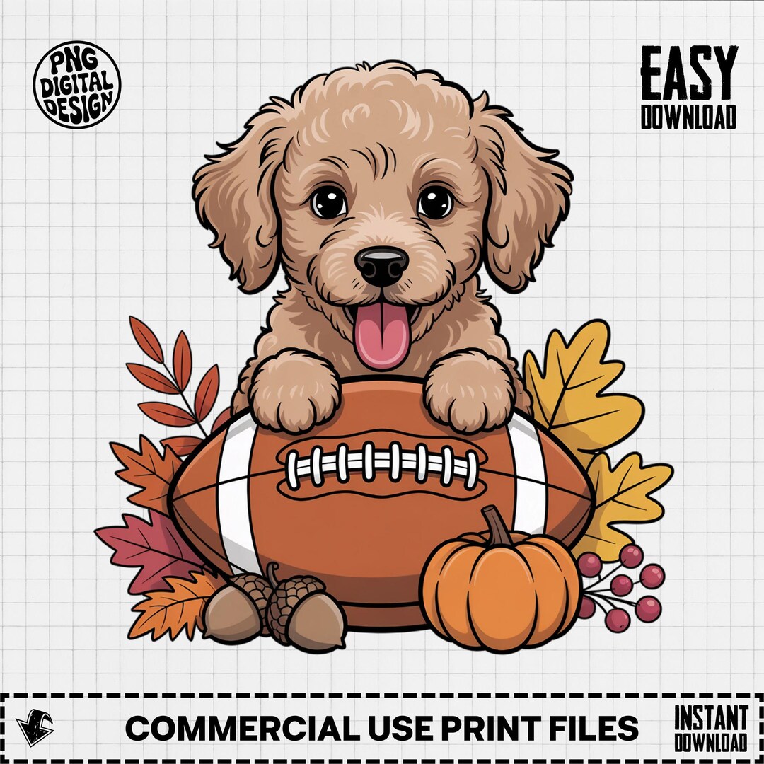 Poodle Puppy, Fall Puppy Png, Football Clipart, Cute Dog Png, Autumn ...