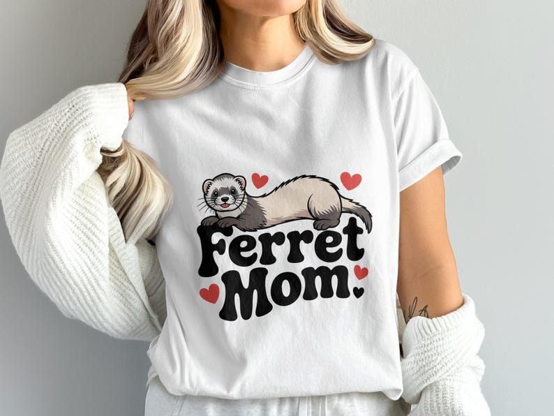 Ferret Mom PNG, Ferret Clipart, Hearts Png, Mom Png, Cute Ferret ...