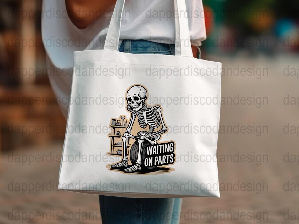 Funny Skeleton Mechanic Clipart Waiting on Parts PNG Garage Humor ...