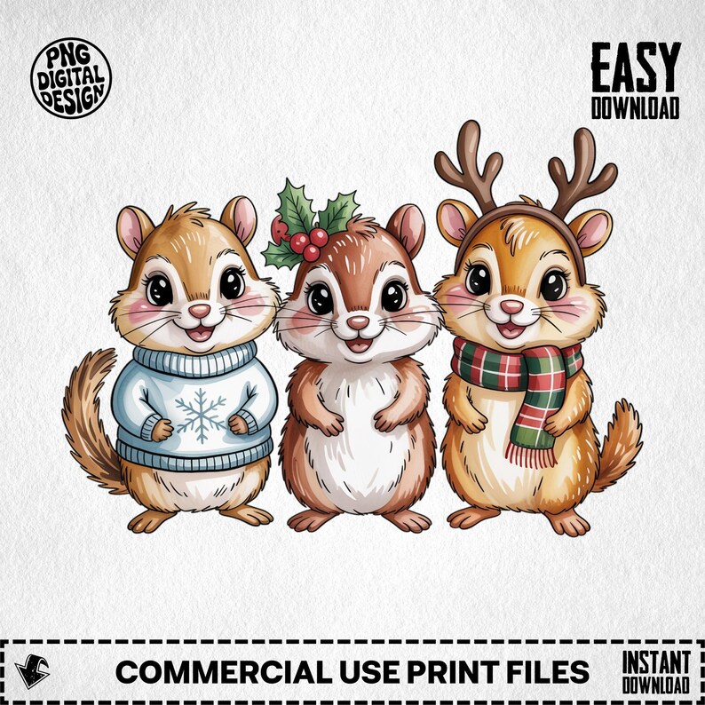 Woodland Christmas Clip Art Bundle, Cute Holiday Animal PNG Set, Forest ...