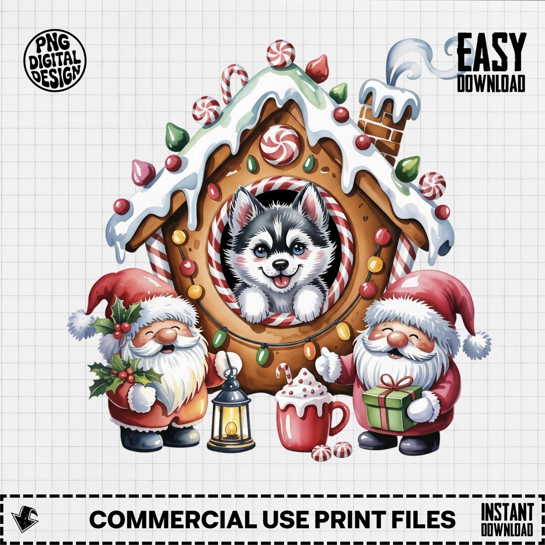 Husky PNG, Christmas Digital Clipart, Santa Claus Illustration ...