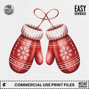 Winter Mittens PNG, Watercolor Mittens Clipart, Christmas Mittens Png ...