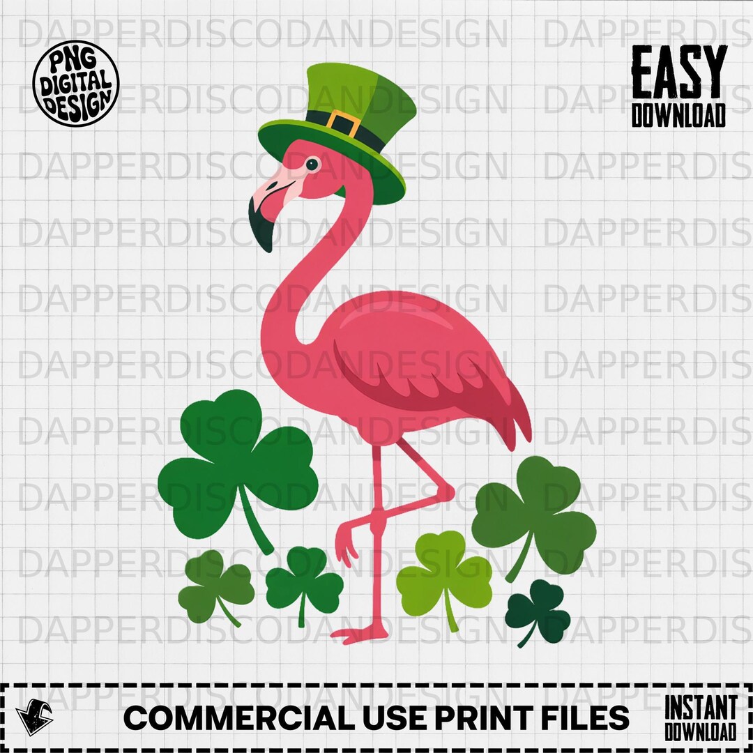 St Patricks Day Flamingo Clipart Pink Flamingo Leprechaun Hat Shamrock ...