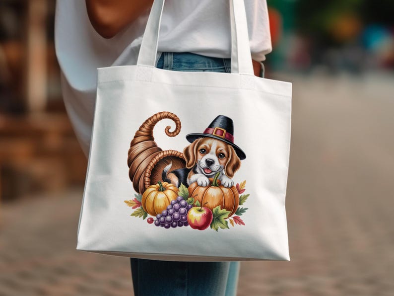 Thanksgiving Beagle PNG, Puppy Clipart, Pilgrim Hat, Cornucopia Png ...