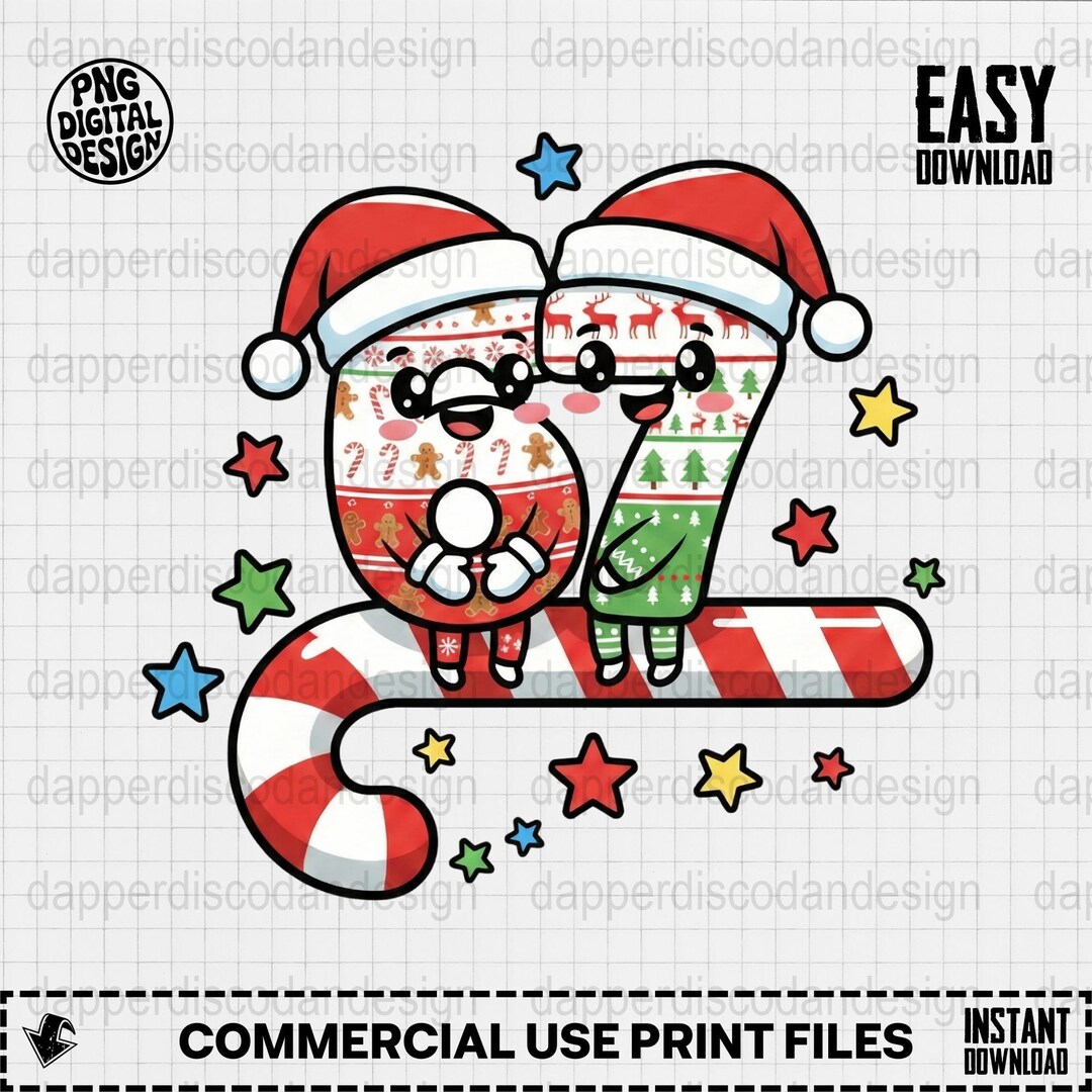Christmas 6 & 7 Clipart PNG, Kawaii Numbers Santa Hats, Holiday Numbers ...