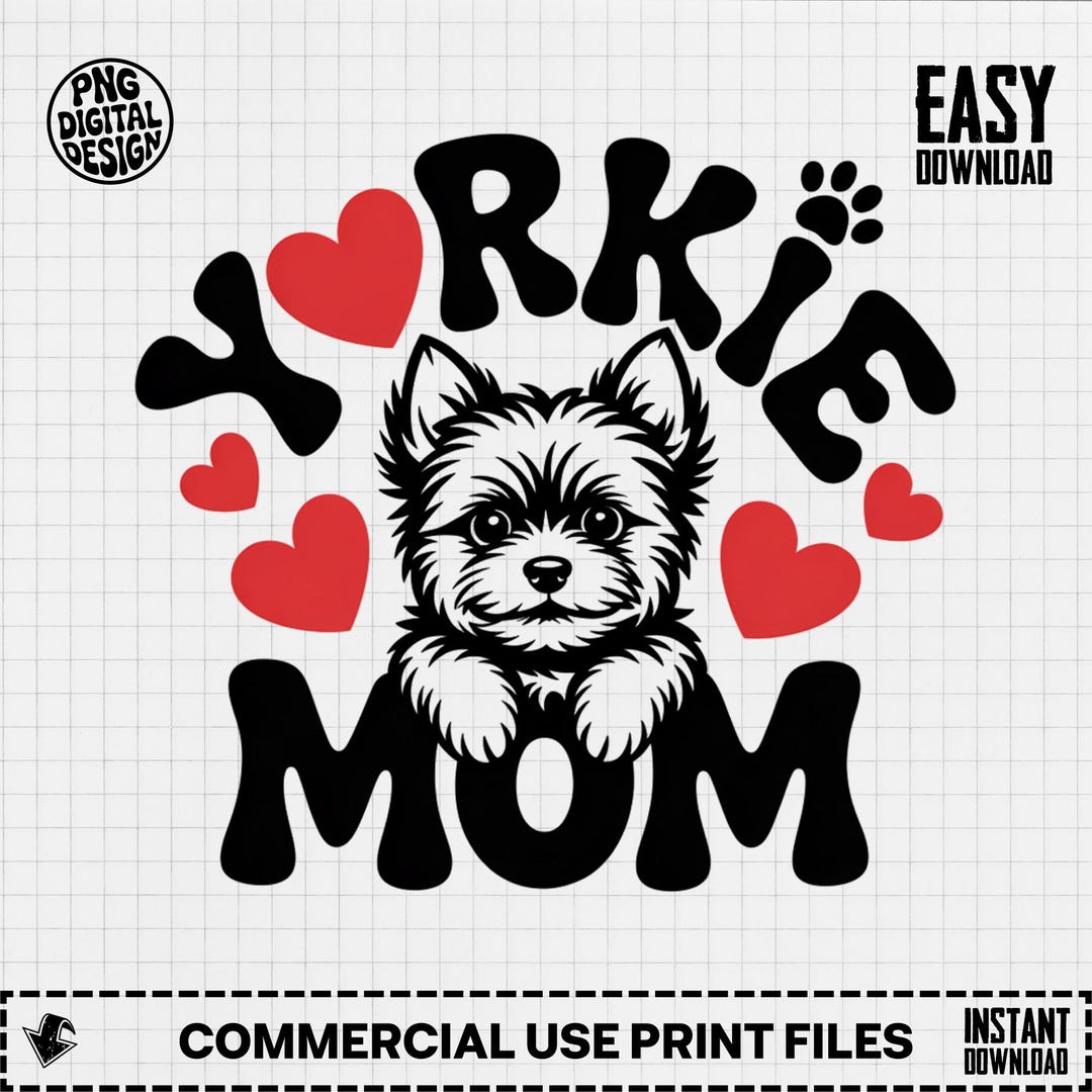 Yorkie Mom PNG, Yorkie Clipart, Dog Mom Png, Paw Print Png, Heart Png ...
