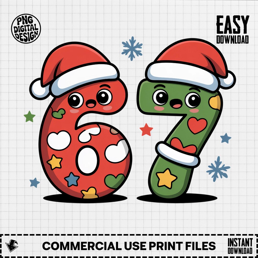 Number 67 PNG, Christmas Number Clipart, Holiday Numbers Png, Cartoon ...