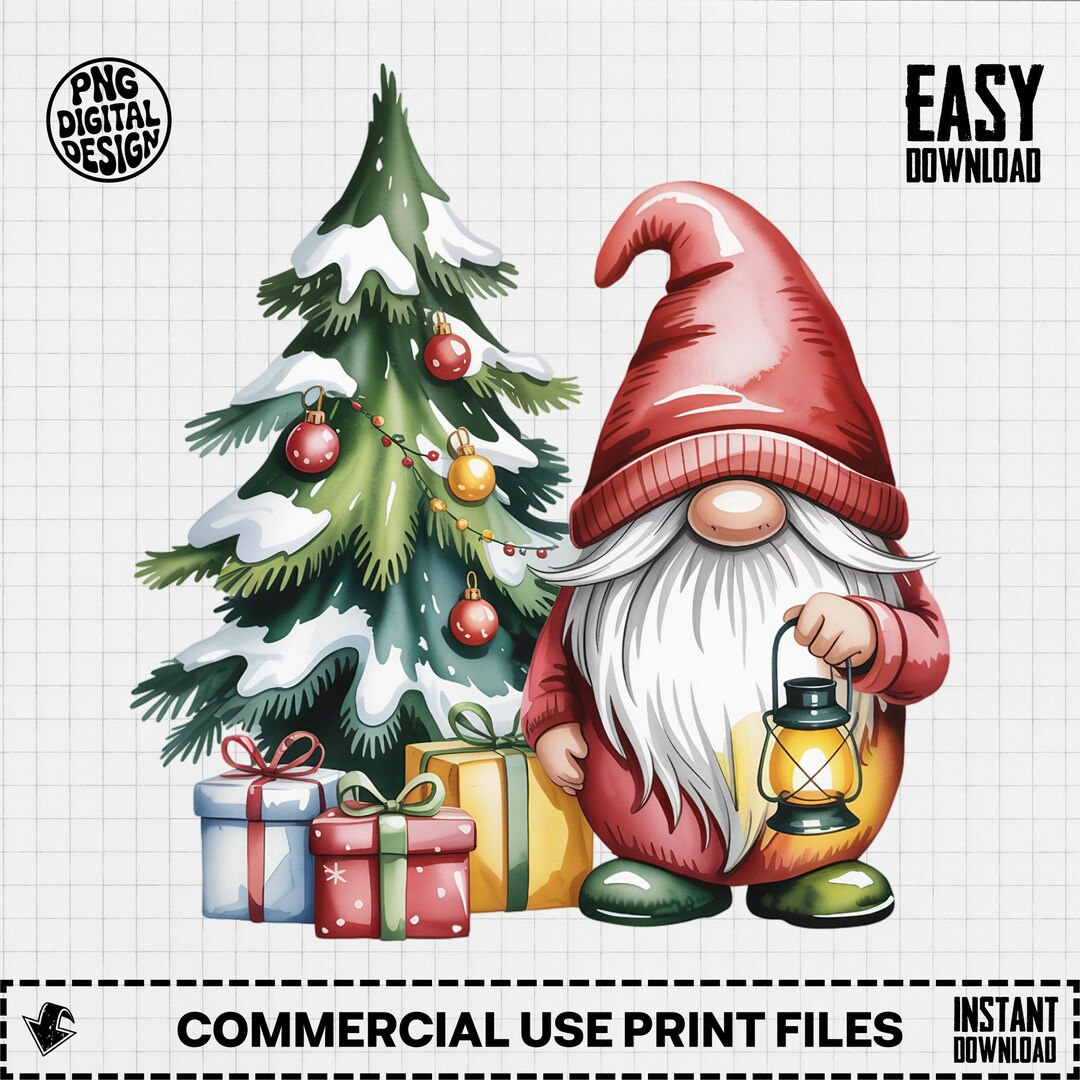 Christmas Gnome Png, Gnome Clipart, Holiday Png, Xmas Tree Png, Lantern ...