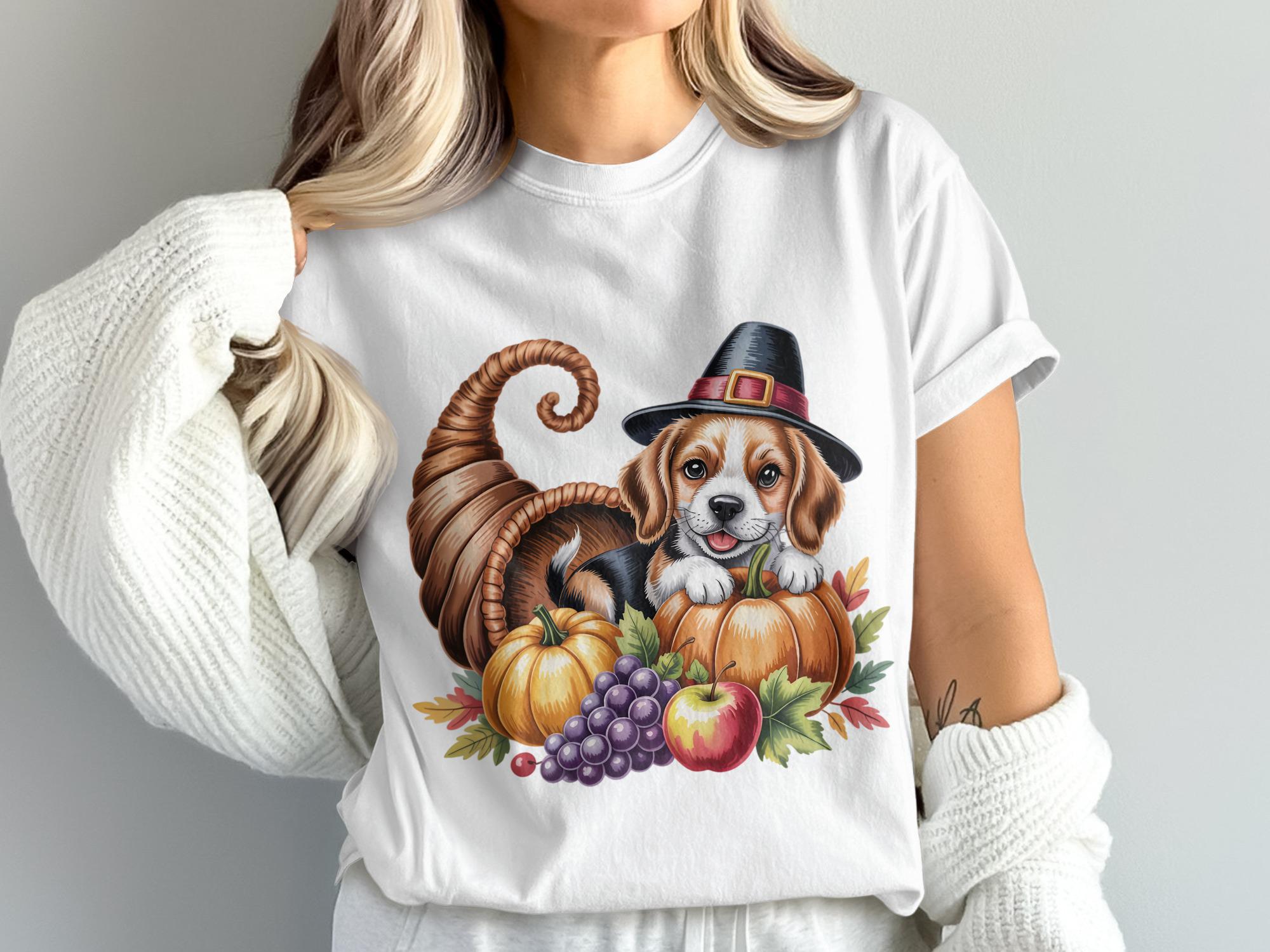 Thanksgiving Beagle PNG, Puppy Clipart, Pilgrim Hat, Cornucopia Png ...